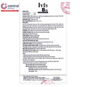 Thuốc nhỏ mắt Ivis B12 có chứa Cyanocobalamin hỗ trợ giảm mỏi mắt