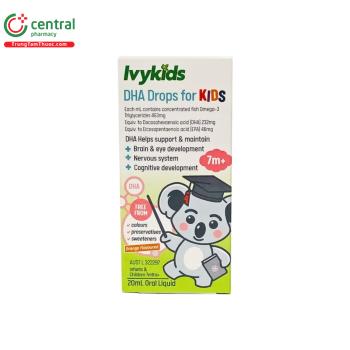 Thuốc Ivykids DHA Drops For Kids giúp phát triển thị lực và trí não