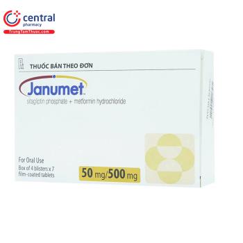 Thuốc Janumet 50/500 (4 vỉ x 7 viên) điều trị bệnh tiểu đường type 2