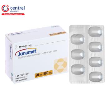 Thuốc Janumet 50/500 (4 vỉ x 7 viên) điều trị bệnh tiểu đường type 2