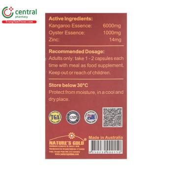Kangaroo Essence Nature’s Gold bồi bổ cơ thể, tăng sinh lực nam giới