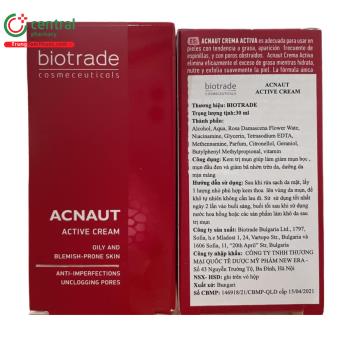 Kem Biotrade Acnaut Active Cream 30ml - Thuốc chấm mụn đầu đen, mụn bọc