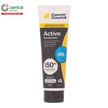 Kem chống nắng bảo vệ da Cancer Council Active Sunscreen SPF50+ đen