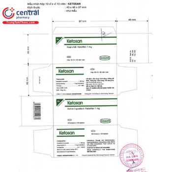 Thuốc Ketosan 1mg - Thuốc điều trị hen phế quản, viêm mũi dị ứng