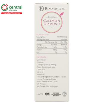 Nước uống Kinohimitsu Collagen Diamond (Hộp 3 chai) - Giúp làm đẹp da