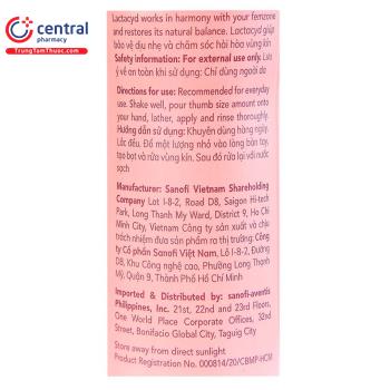 Dung dịch vệ sinh Lactacyd Pro Sensitive 250ml giúp làm sạch vùng kín