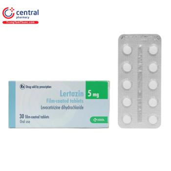 Thuốc Lertazin 5mg điều trị viêm mũi dị ứng, mề đay vô căn mãn tính