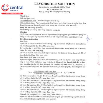 Thuốc Levohistil-S có tác dụng chống dị ứng hiệu quả