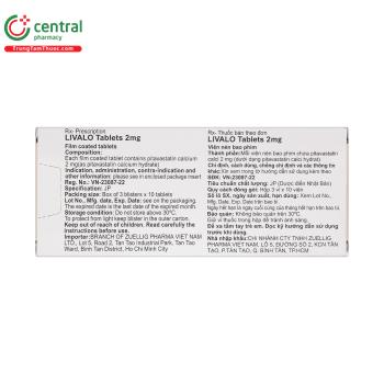 Thuốc Livalo Tablets 2mg - Điều trị tình trạng tăng lipid máu nguyên phát