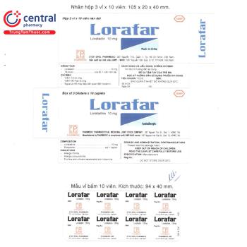 Thuốc Lorafar (Loratadine 10mg) - Thuốc có tác dụng chống dị ứng