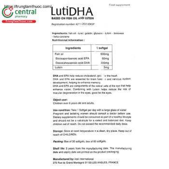 [CHÍNH HÃNG] LutiDHA giúp bổ sung DHA, EPA cho cơ thể