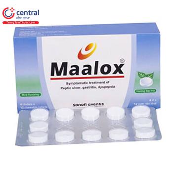 Thuốc Maalox - Viên nhai hương Bạc Hà điều trị đau dạ dày, tá tràng