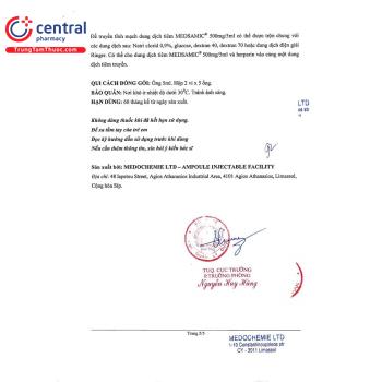 Thuốc Medsamic 500mg/5ml: Công dụng, cách dùng, lưu ý khi sử dụng