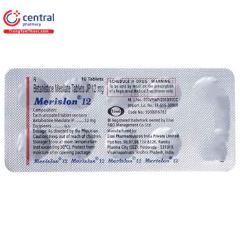 Thuốc Merislon 12mg: Công dụng, liều dùng, chống chỉ định