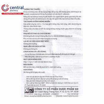 [CHÍNH HÃNG] Thuốc Metrima 500mg - Viên đặt phụ khoa trị viêm âm đạo