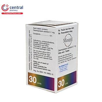 Thuốc Minirin (Desmopressin 0,1mg): Tác dụng- Chỉ định, Liều dùng