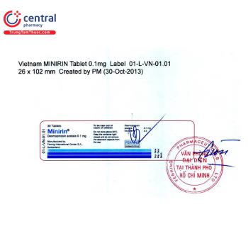 Thuốc Minirin (Desmopressin 0,1mg): Tác dụng- Chỉ định, Liều dùng