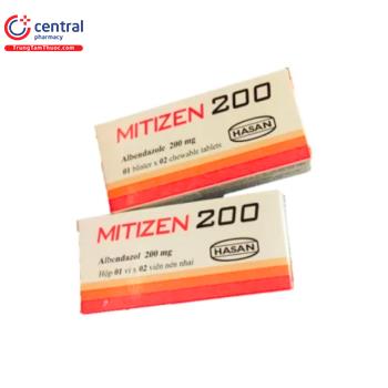 Thuốc Mitizen 200 (Hộp 1 vỉ x 2 viên) - Thuốc điều trị giun sán của Hasan