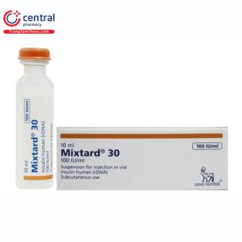 Thuốc Mixtard 30 100IU/ml 10ml điều trị tiểu đường: liều dùng, lưu ý