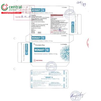 Thuốc Monast 10 - Điều trị hen phế quản mạn tính, viêm mũi dị ứng