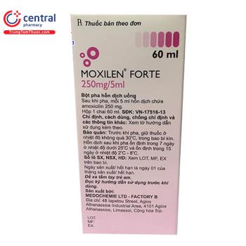 [CHÍNH HÃNG] Thuốc Moxilen Forte 250mg/5ml: tác dụng, lưu ý
