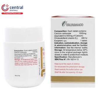 Thuốc Natecal D3 (lọ 60 viên) - cung cấp vitamin và khoáng chất
