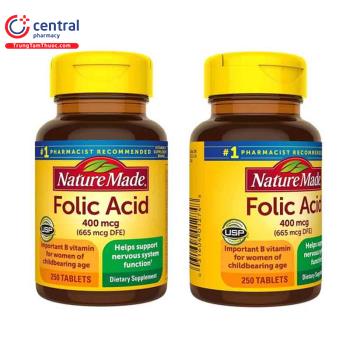 [CHÍNH HÃNG] Thuốc Nature Made Folic Acid 400 mcg (665 mcg DFE)