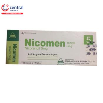 [CHÍNH HÃNG] Thuốc Nicomen 5mg điều trị đau thắt ngực không ổn định
