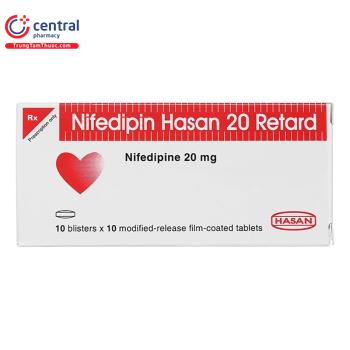 [CHÍNH HÃNG] Thuốc Nifedipin Hasan 20 Retard: tác dụng, giá bán