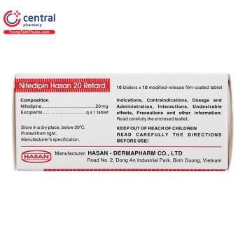 [CHÍNH HÃNG] Thuốc Nifedipin Hasan 20 Retard: tác dụng, giá bán