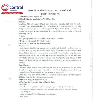 [CHÍNH HÃNG] Thuốc Nirmin Nephro 7% - Dịch truyền cho người suy thận