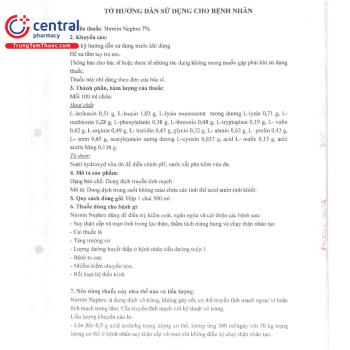 [CHÍNH HÃNG] Thuốc Nirmin Nephro 7% - Dịch truyền cho người suy thận