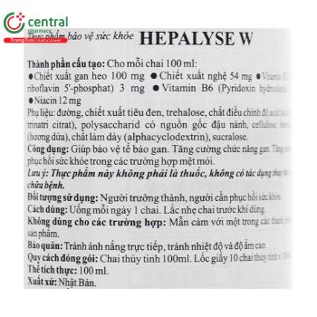 Thuốc Hepalyse W 100ml - nước uống hỗ trợ giải độc gan, thanh nhiệt