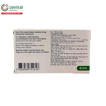 Olimestra 20mg (Olmesartan medoxomil) là thuốc gì, giá bao nhiêu, cách dùng