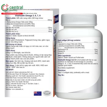 Thuốc VitaHealth Omega 3,6,7,9 - Bổ mắt, ngăn ngừa xơ vữa động mạch