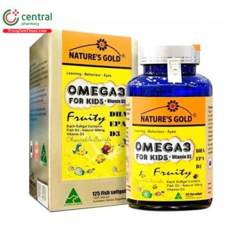 Thuốc Omega 3 For Kids+Vitamin D3 Nature's Gold mắt sáng, thông minh