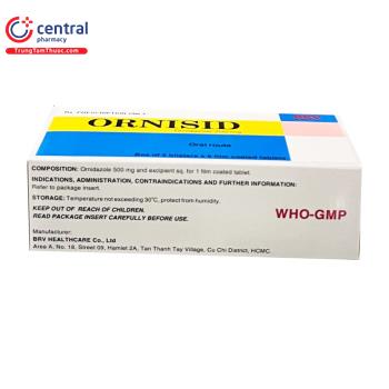 Thuốc Ornisid 500mg điều trị nhiễm amip, vi khuẩn kỵ khí