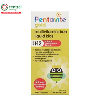 Thuốc Pentavite Gold Multivitamin+Iron Liquid Kids giúp bổ sung vitamin ...
