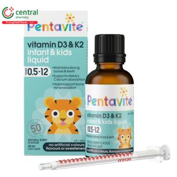 Thuốc Pentavite Vitamin D3 & K2 Infant & Kids Liquid bổ sung D3, K2