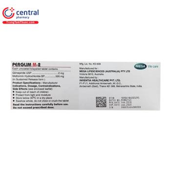 Thuốc Perglim M-2 - Thuốc điều trị bệnh tiểu đường typ 2