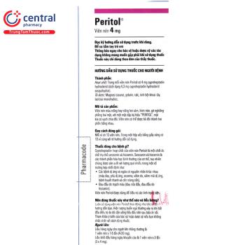 [CHÍNH HÃNG] Thuốc Peritol 4mg hộp 100 viên trị viêm da, dị ứng tốt