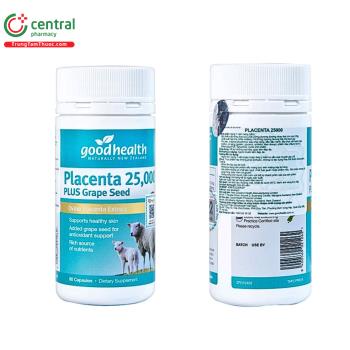 Placenta 25,000 Plus Grape Seed - Hỗ trợ chống oxy hóa, cải thiện da