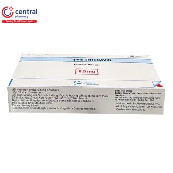 Thuốc Pms-Entecavir 0.5mg kháng virus, điều trị viêm gan B (HBV)
