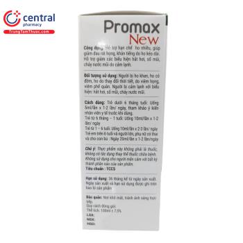 Siro ho Promax New hỗ trợ giảm hắt hơi, sổ mũi, ho do viêm họng
