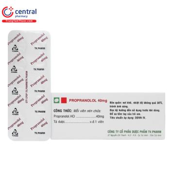 Thuốc ức chế beta-adrenergic Propranolol TV.Pharm 40mg hạ huyết áp