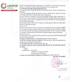 Thuốc Racesec 100mg điều trị triệu chứng tiêu chảy cấp trên trẻ, người lớn