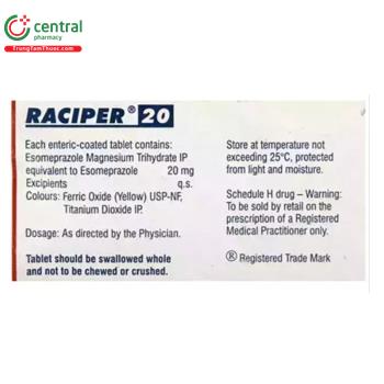 Thuốc Raciper 20mg - Ức chế tiết acid dạ dày hiệu quả, kéo dài