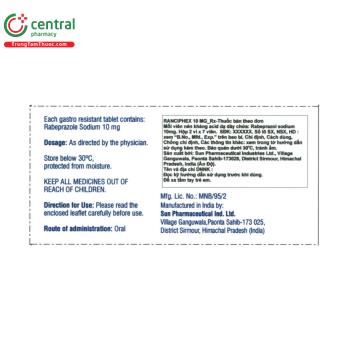 Thuốc Ranciphex 10mg trị trào ngược dạ dày thực quản, loét tá tràng