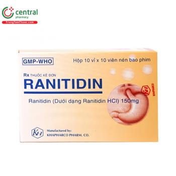 Thuốc Ranitidin 150mg Khapharco điều trị viêm loét dạ dày - tá tràng
