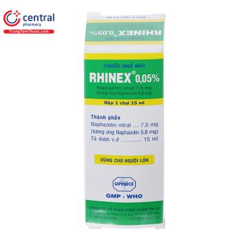 Thuốc nhỏ mũi Rhinex 0,05% giảm sung huyết mũi, nghẹt mũi, viêm xoang